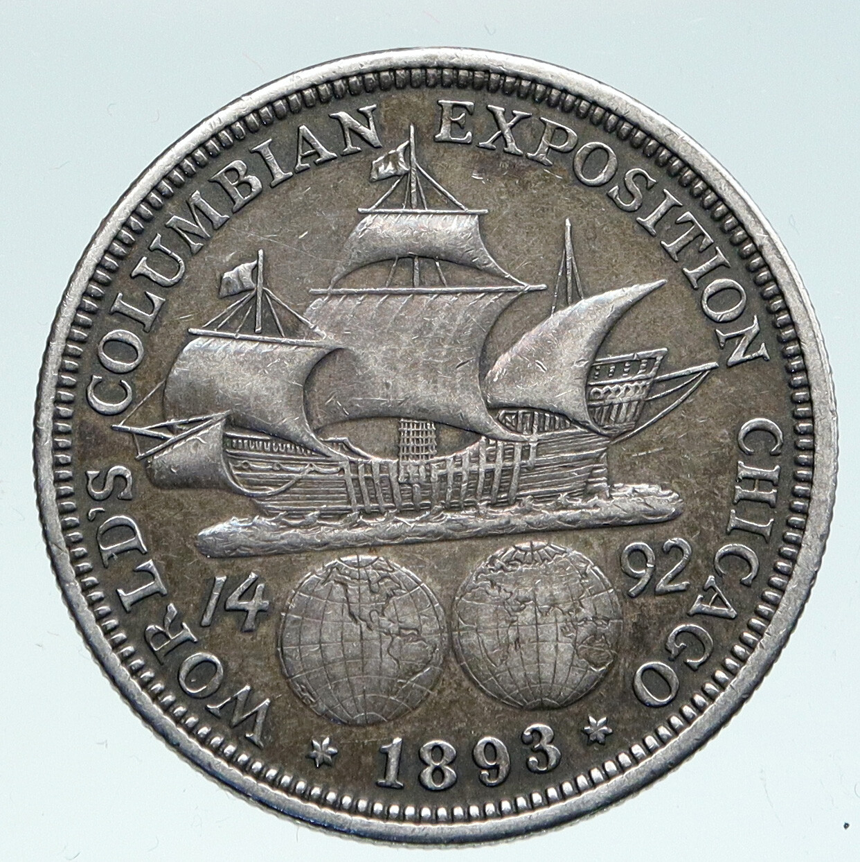 1893 USA COLUMBUS World's Fair SANTA MARIA SHIP Silver Half Dollar Coin ...