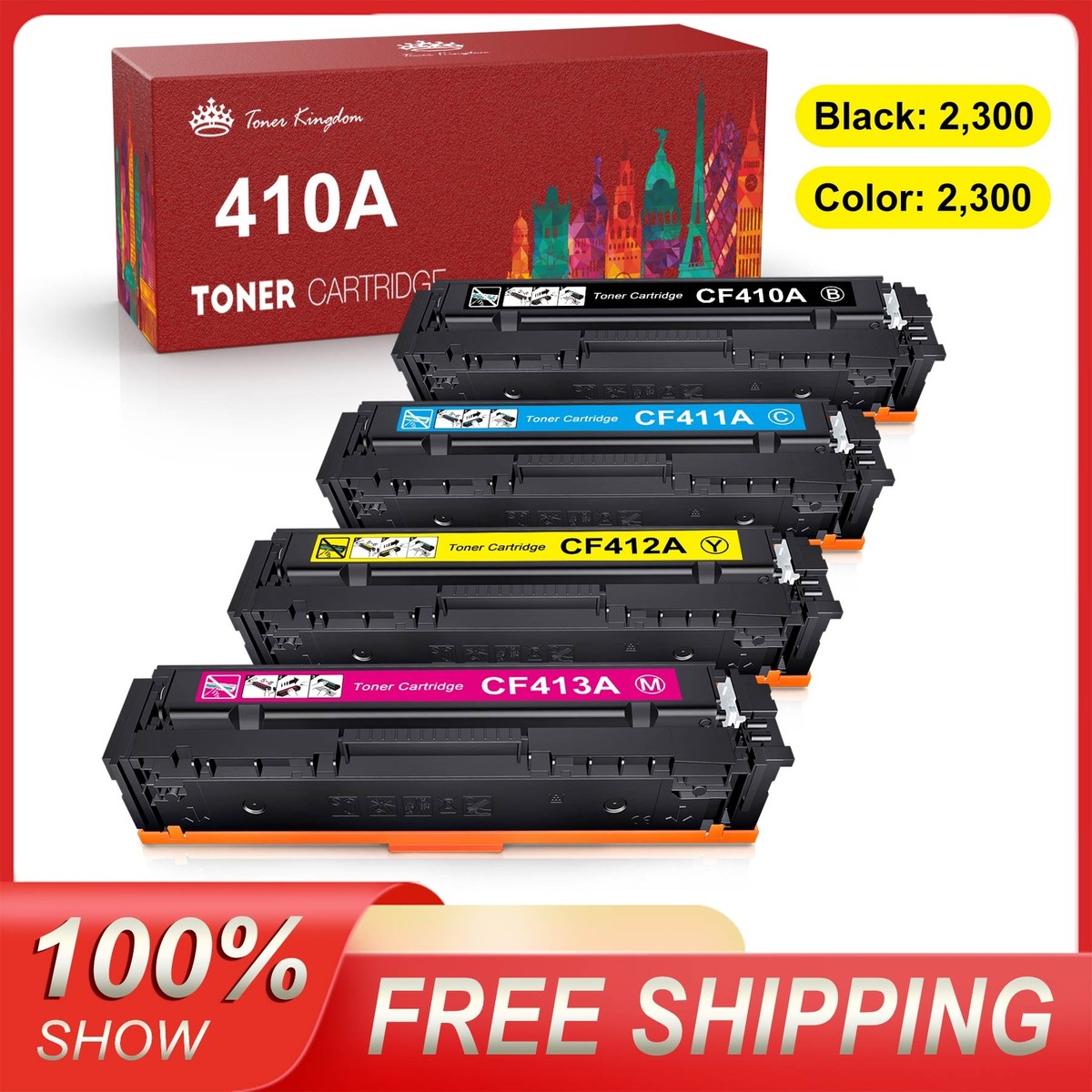 Toner HP 410a 410A CF410A Cartucho De Tóner, Para HP 410X CF410X ...
