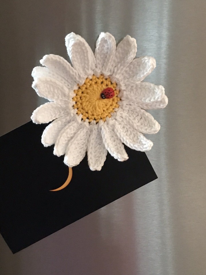 Hand Crocheted Flower Refrigerator Magnets Set w/Crochet Gift Bag🌺USA ...
