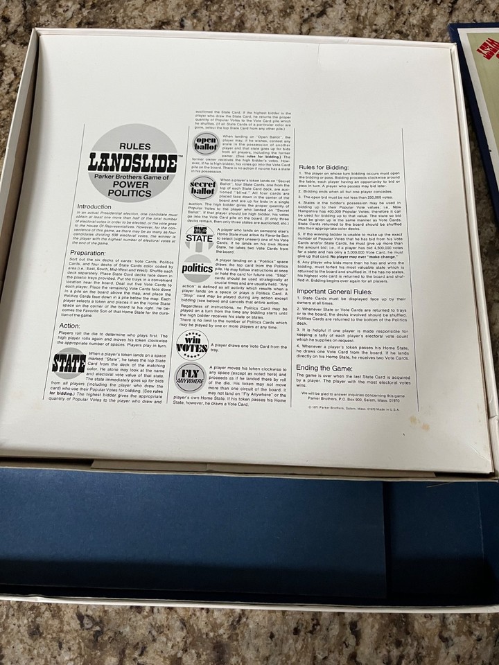 Vintage LANDSLIDE Power Politics Election Simulator Strategy Board Game ...