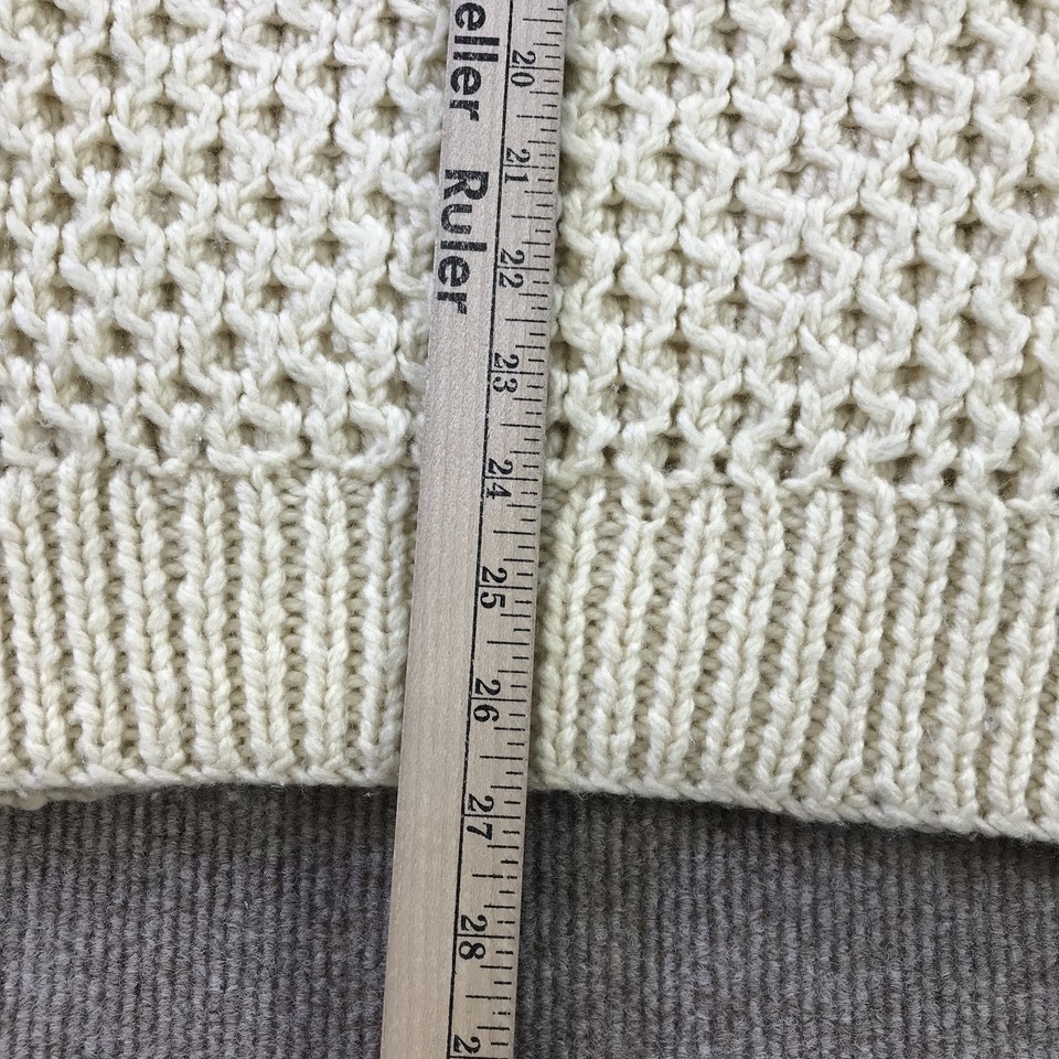 Vintage Thane Sweater Mens Large Cream Maroon Cable Knit Pullover ...