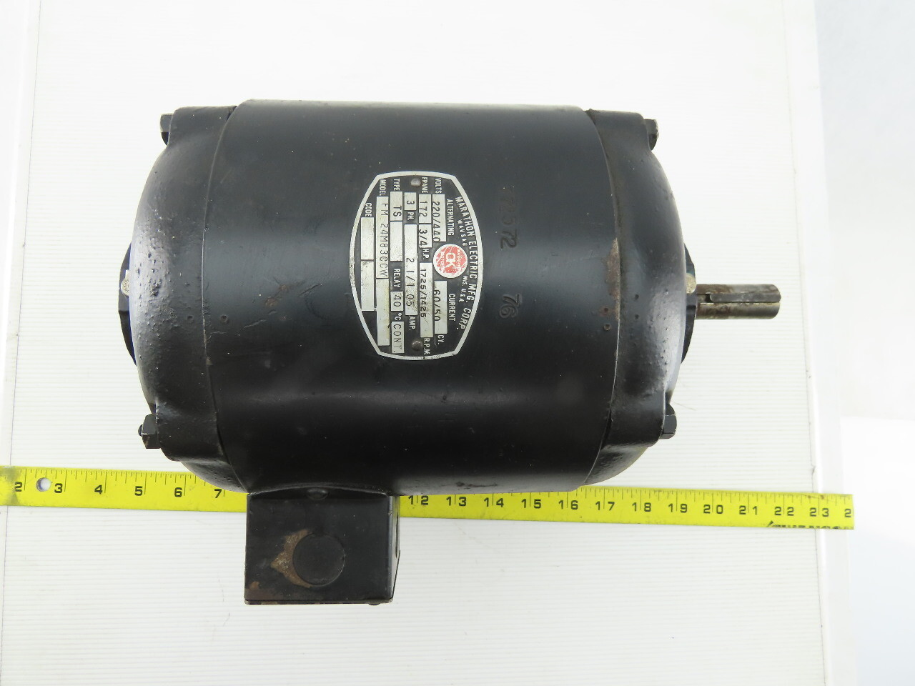 Marathon FM 24M83CCW 3/4Hp 1725RPM 3Ph 220/440V 172 Frame TENV Electric ...