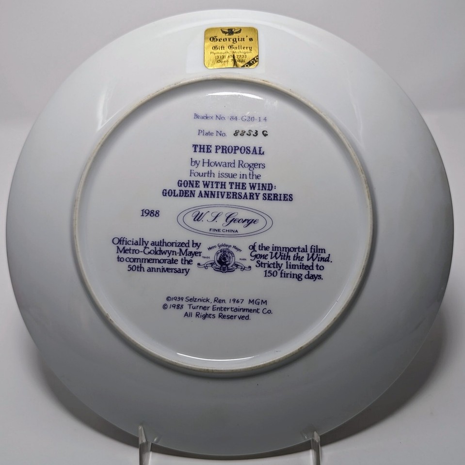 Gone With The Wind The Proposal 1988 Plate Wall Decor Fine China ...