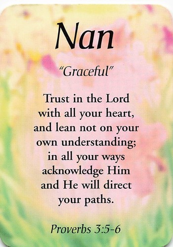 Nan "Graceful" Keepsake Name Meaning Card with Verse | eBay