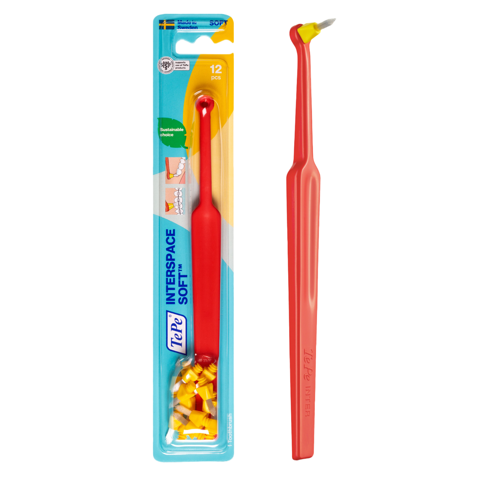 TEPE Interspace Angled Toothbrush – Single End Tuft, 1 Brush, 12 Tips ...