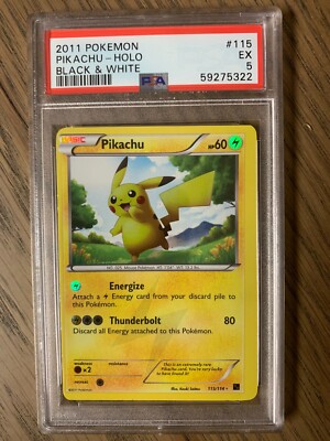 PSA 5 - Pokemon Miscut PIKACHU - Black & White - 115/114 MISPRINT ...