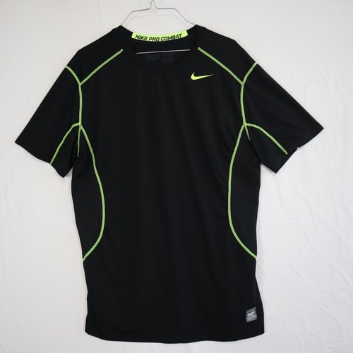 Nike Pro Combat Shirt Mens Large Dri-Fit Fitted Activewear Black Short ...