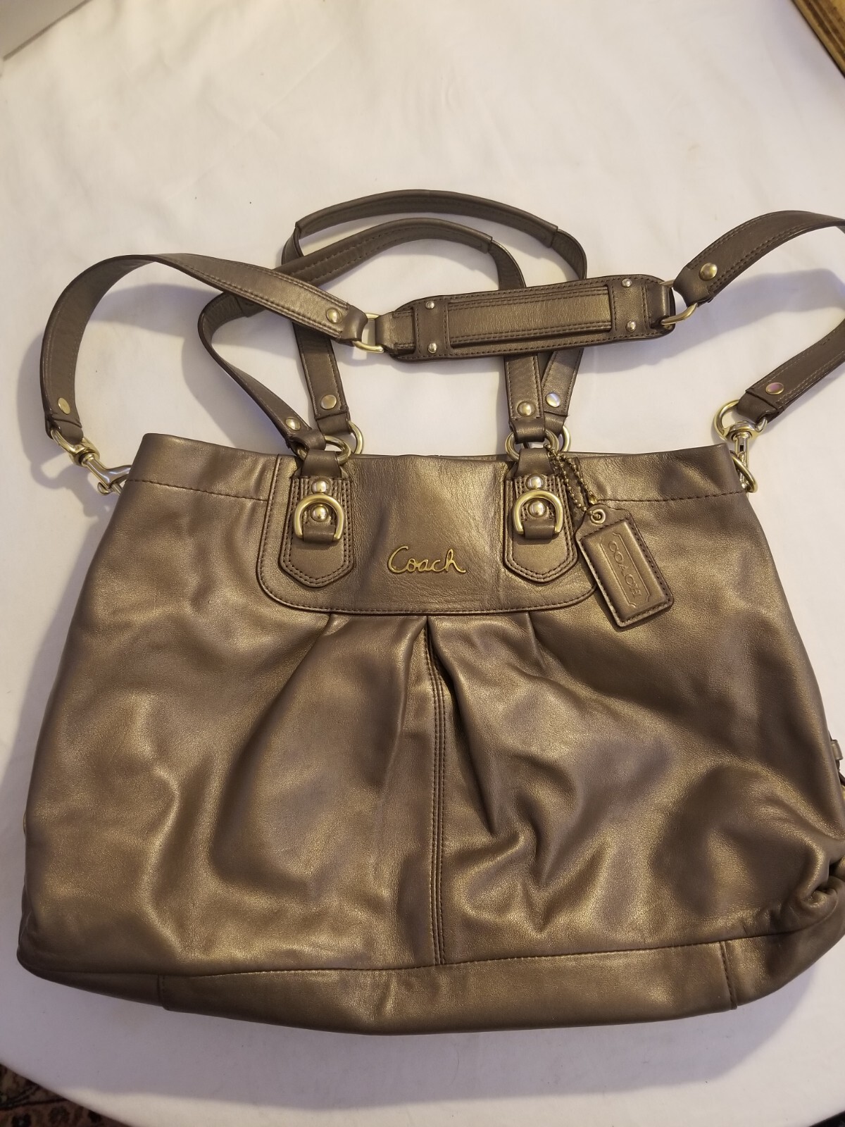 Coach Handbag Purse Ashley F15513 Carryall Bronze Lea… - Gem
