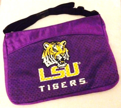 NEW LSU Tigers JERSEY Mesh Hipster Purse Crossbody / Shoulder Adj Strap ...