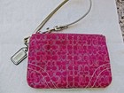 COACH Raspberry & Gold Signature WRISTLET Gently Pre-Owned | eBay