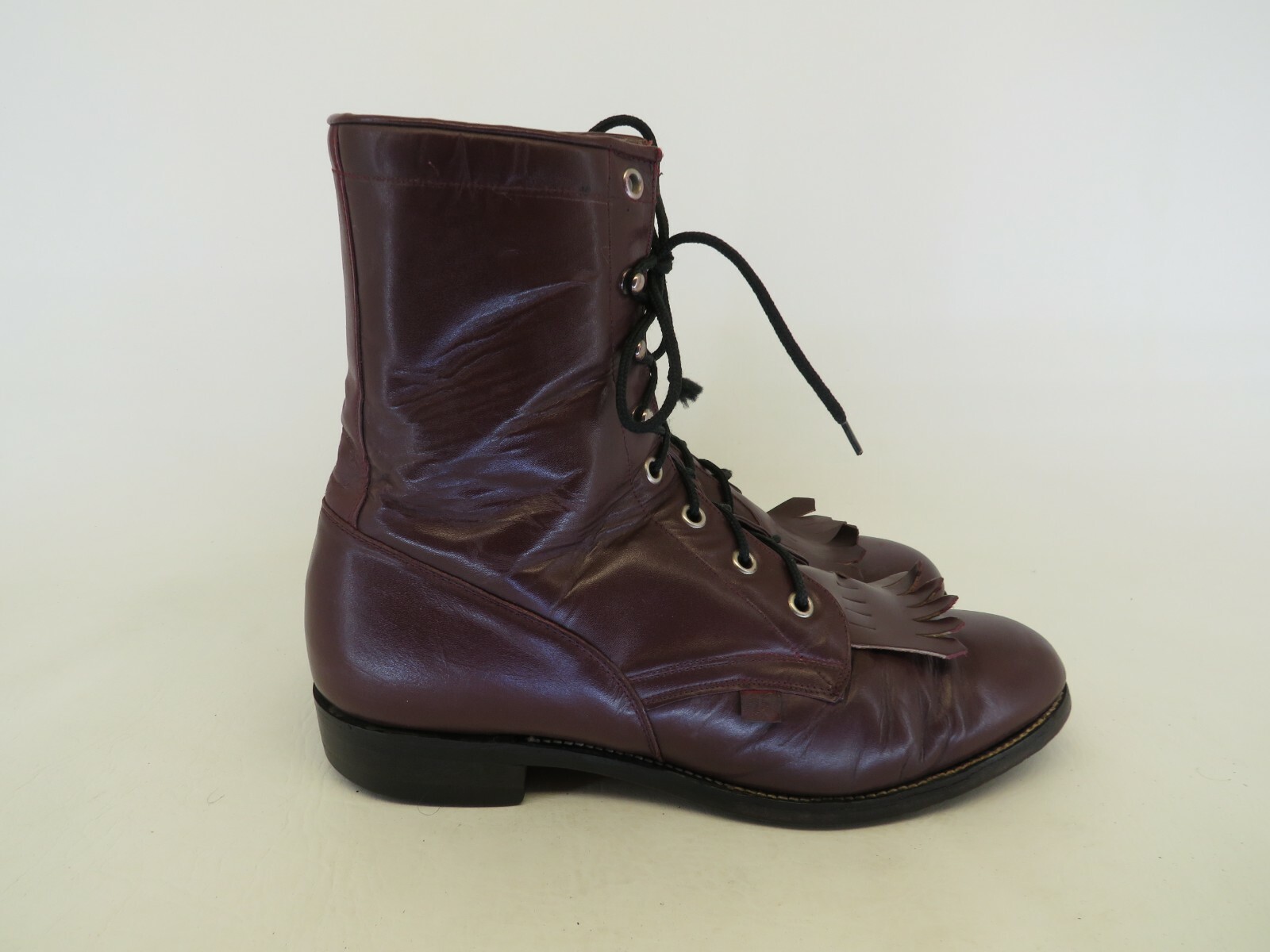 Burgundy Leather Laces Kilt Western Cowboy Boots Mens… - Gem