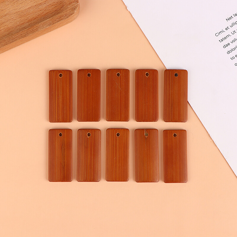 10Pcs Rectangle Tags Bamboo Tags For Keychain Rings Bamboo Unfinished ...