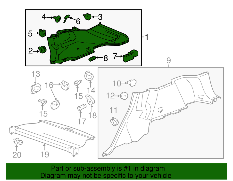 Genuine GM Shale Driver Side Quarter Upper Trim Panel 22823099 | eBay