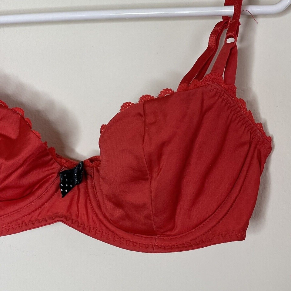 Vtg VICTORIA'S SECRET Bra Women's 34C Red Slight Padded Underwire Lace ...