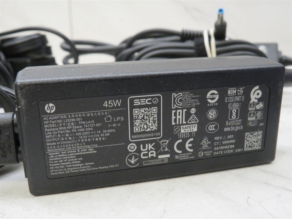 6x OEM HP Laptop Charger AC Adapters 19.5V 2.31A 45W Blue Tip TPN-FA02 ...