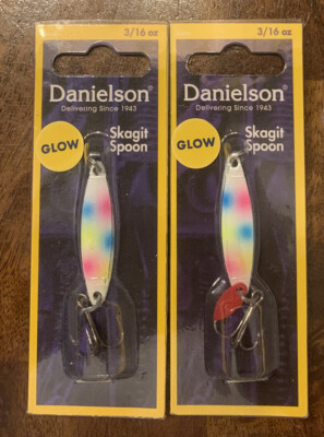 2 Packs Danielson Skagit Spoons 3/16 OZ Wonder Bread Glow Ice Fishing ...