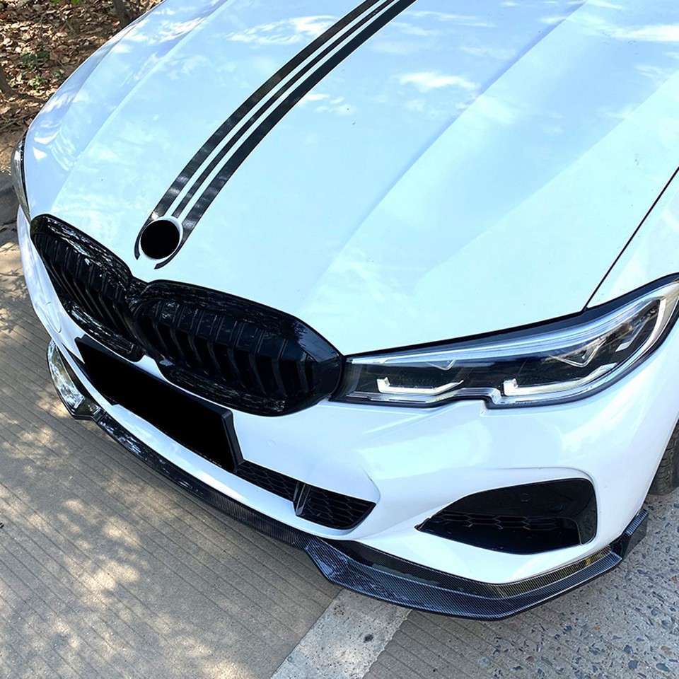 Carbon Fiber Style Front Bumper Lip Spoiler Splitters For BMW 3Series ...