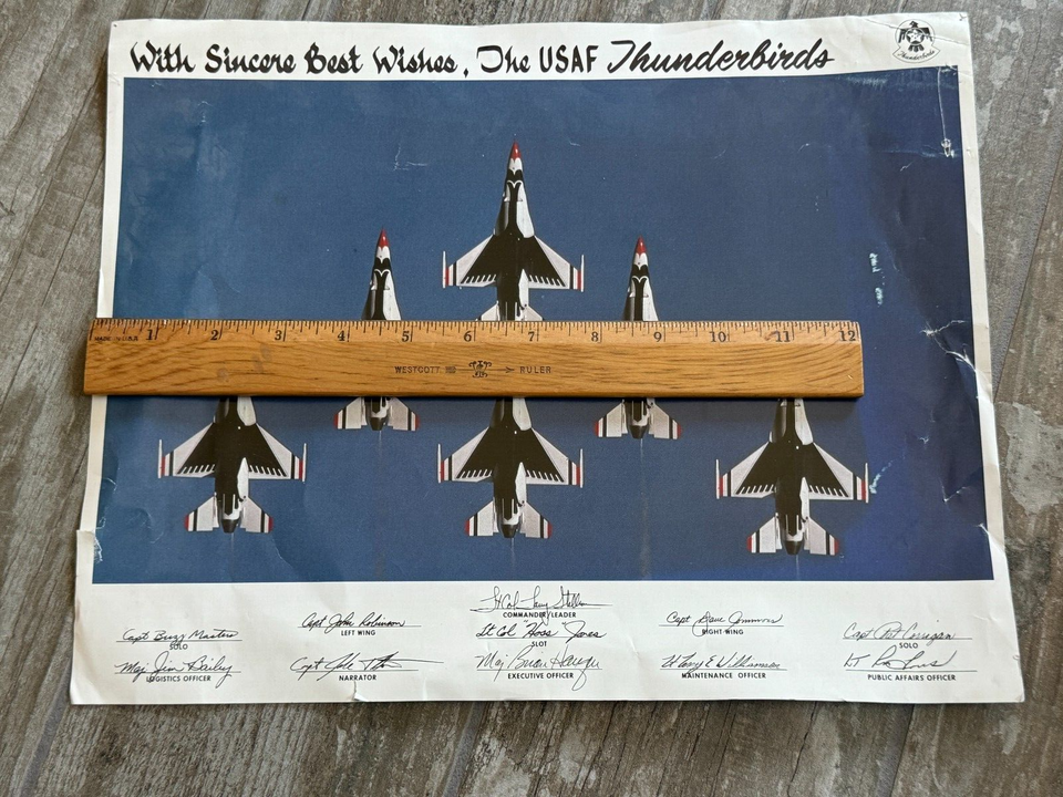Vintage 1985 USAF Thunderbirds Team Poster/Pilot Signatures 14"x11" Air ...