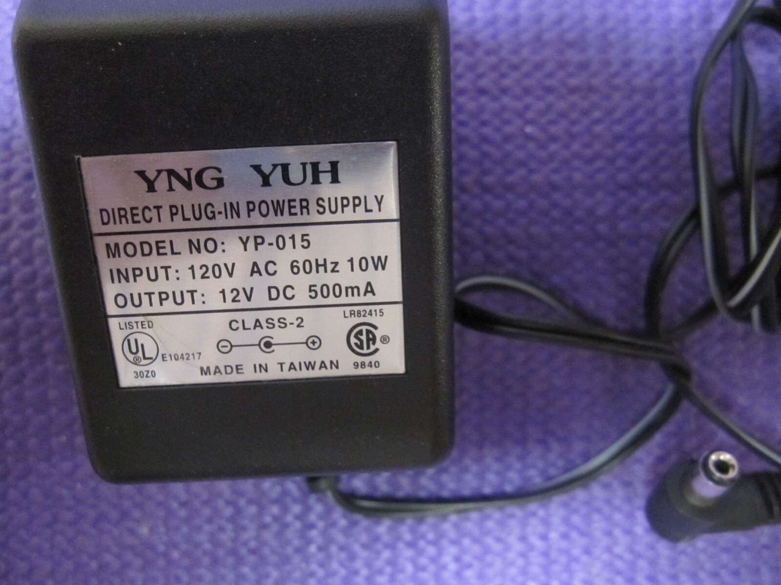 YNG YHU PLUG IN POWER SUPPLY, 12VDC, YP-0115 | eBay