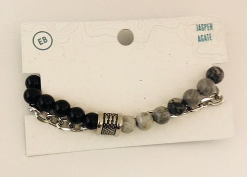 Earthbound Trading Men’s Double Strand Silver Chain Jasper/ Agate EB ...