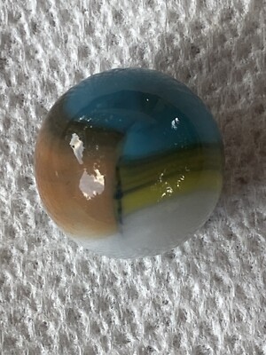 vitro agate marble Stunning Aqua Orange White Swirl Patch 5/8 Vintage ...