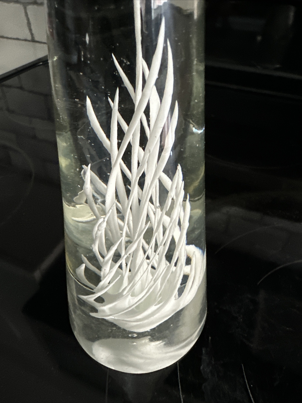 Murano Art Glass White Spiral Control Bubble Cone Sculpture Paperweight ...