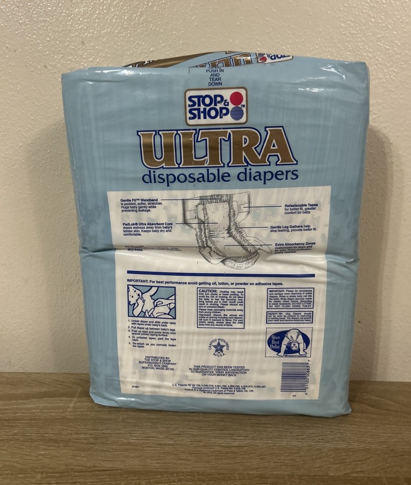 Vintage Diapers ( Unopened ) 70’s Stop & Shop Ultra Disposable Diapers ...