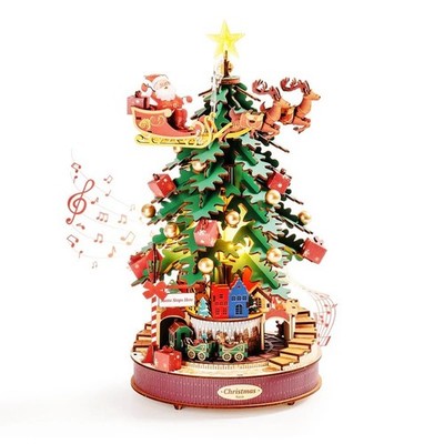 🎄 Robotime Rolife Christmas Melody Tree 3D Wooden Puzzle -Music Box ...