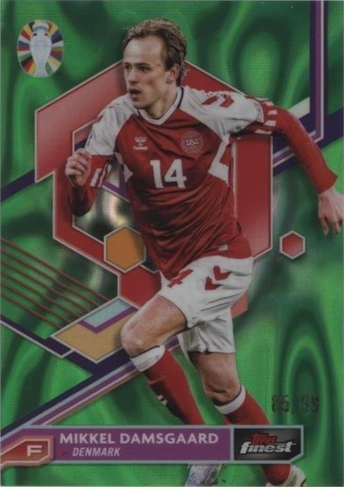 2023 Topps Finest Road to UEFA Euro 2024 - Mikkel Damsgaard #19 Green ...