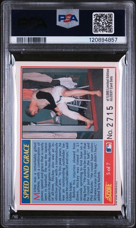 1991 Score #5 Mickey Mantle Speed and Grace /5000 PSA 10 | eBay