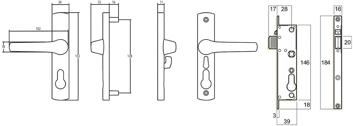 Whitco Security Door Handle Black W892117 with door cylinder W842500 x2 ...