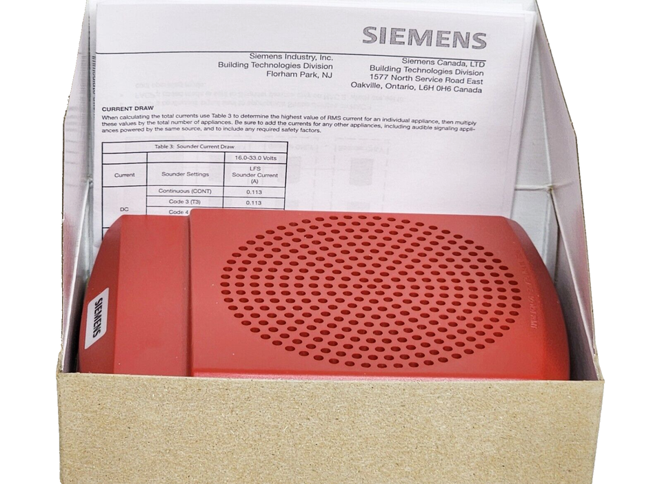 Siemens LFS-F-R Low Frequency Sounder, Fire, Red | eBay