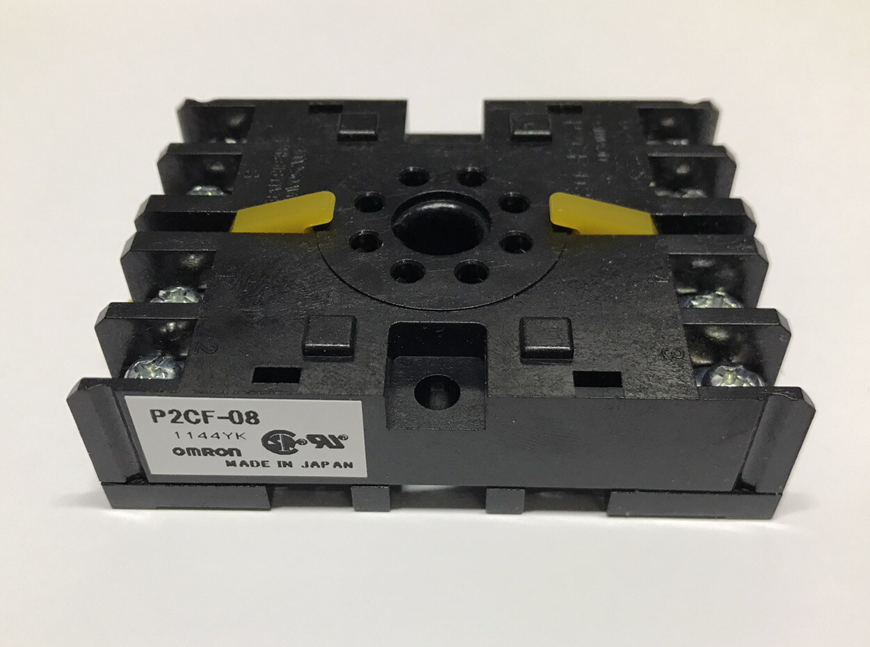 Omron P2CF-08 Front Mount DIN Rail 8 Pin Round Relay Timer Base Socket ...