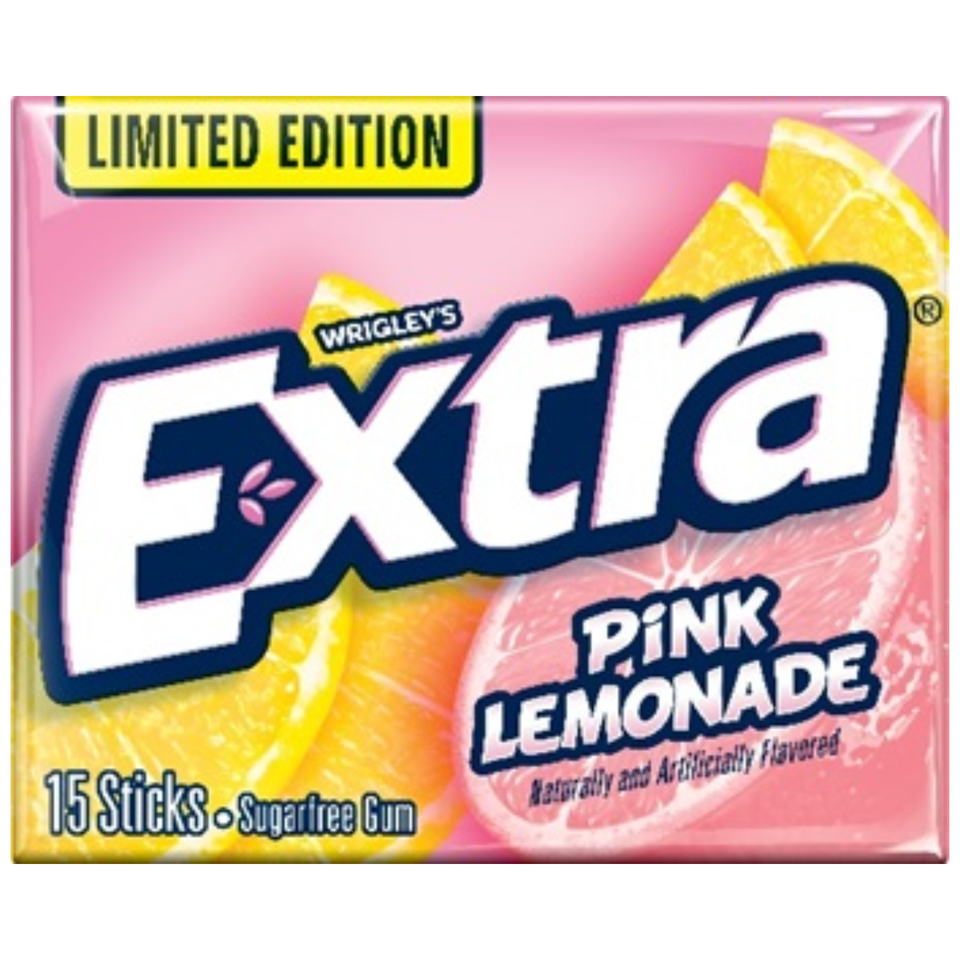 EXTRA Pink Lemonade Bubble Gum Sugarfree Chewing Gum 12 Pack Case ...
