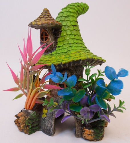 8" Tall Elf House Aquarium Ornament Colorful Fish Tank Decorations w ...