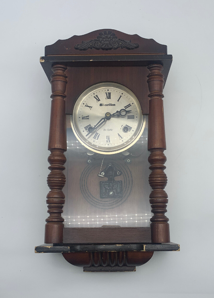 ANTIQUE RARE VINTAGE CARILLON 31 DAY CHIMING WOODEN WALL CLOCK | eBay