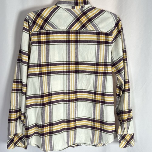 Natural Reflections Women Top Small Yellow Plaid Flannel Button Up 100% ...