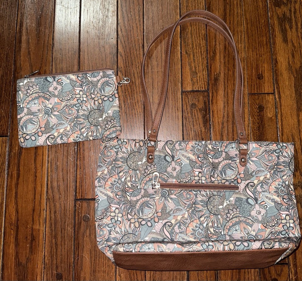 Sakroots Metro Brown Green Blue Flower Purse & Pouch used | eBay