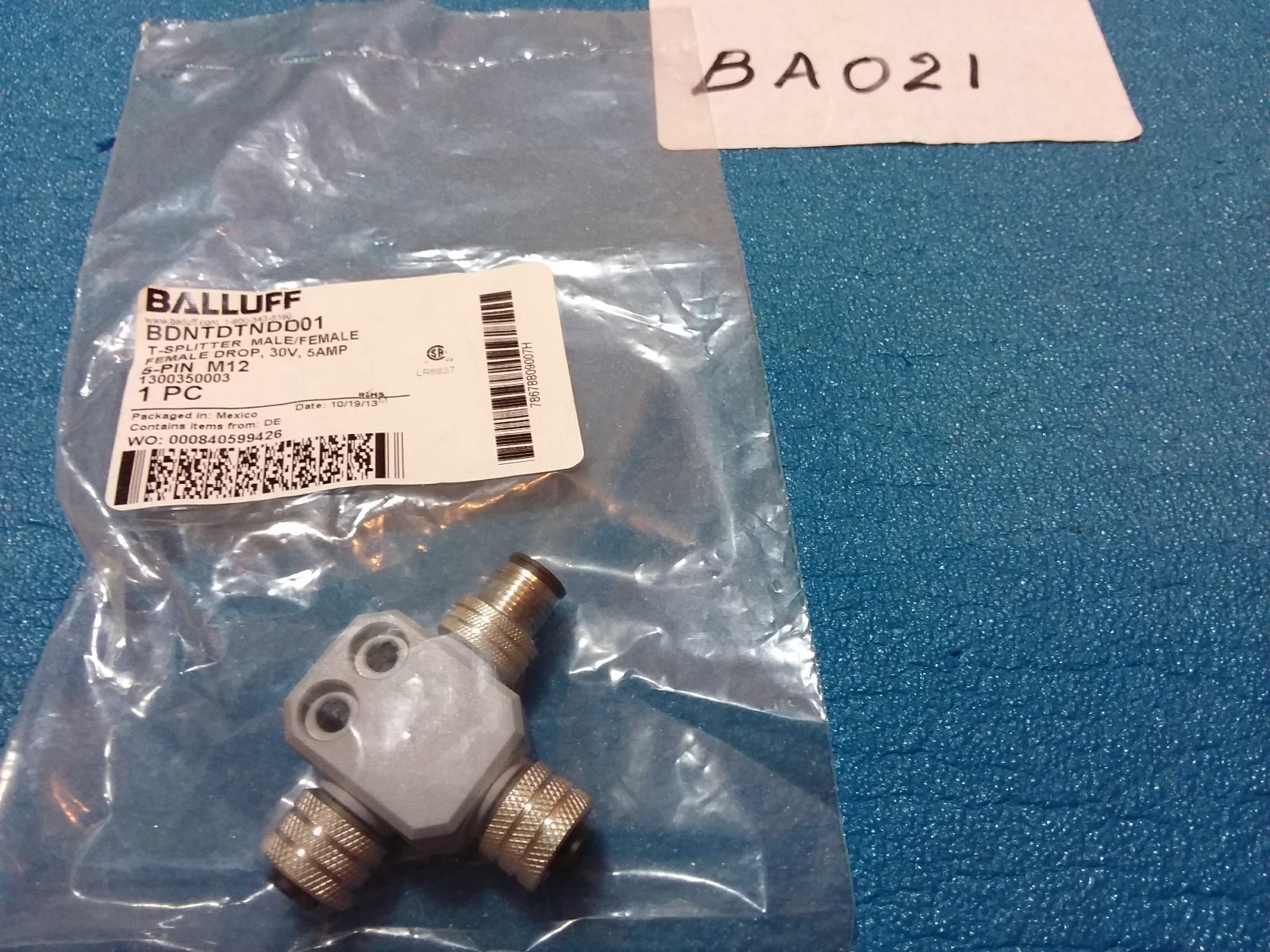 BALLUFF BDNTDTNDD01 T-SPLITTER MALE/FEMALE FEMALE DROP, 30V,5AMP, 5 PIN ...