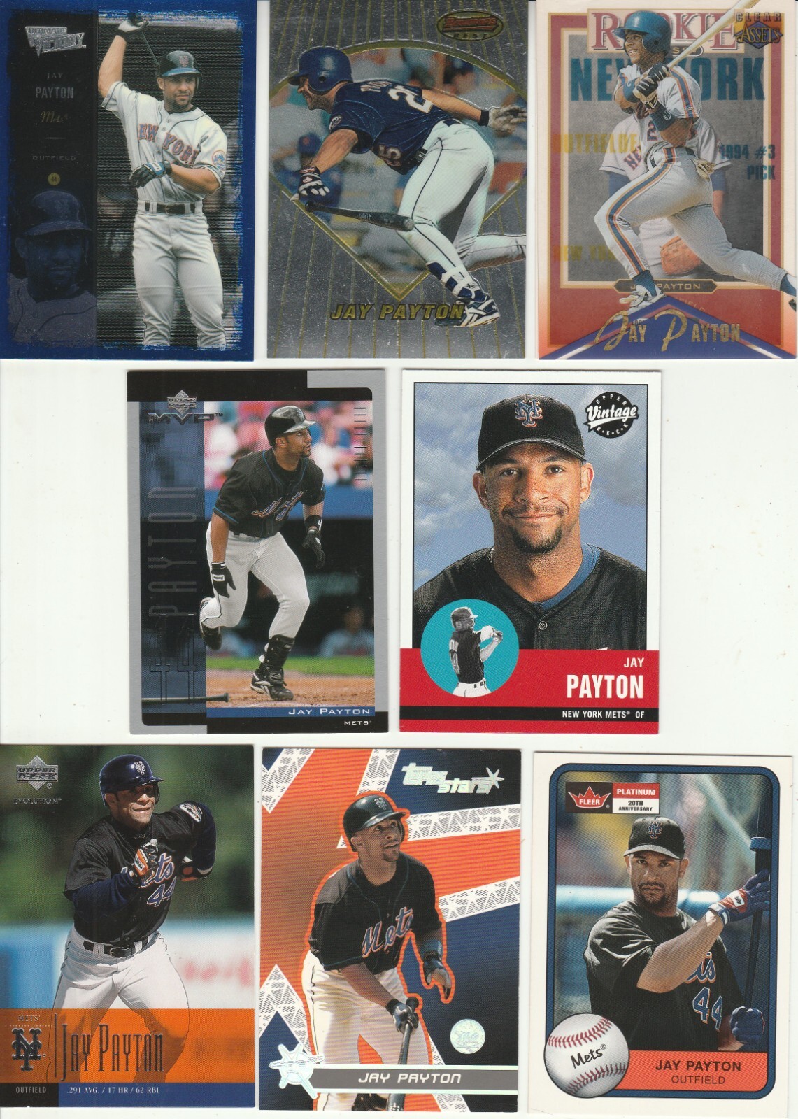 Huge 45 + different JAY PAYTON card lot 2 RC 1994 - 2006 Mets Rockies ...