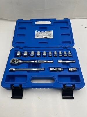 KT PRO TOOLS A3004MR 3/8" Drive Socket Metric 15 Pieces Tools with ...