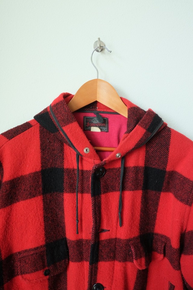 VINTAGE USA Johnson Woolen Mills Coat Mackinaw Wool Cruiser Jacket Jac ...