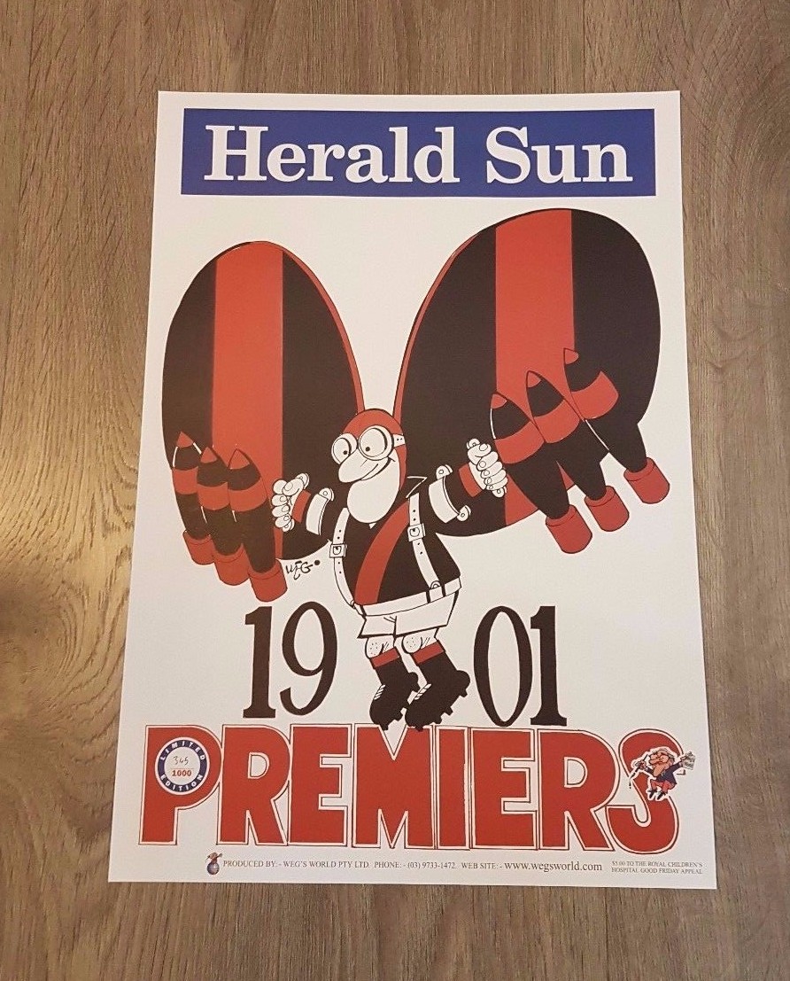 1897 - 1950 ESSENDON PREMIERSHIP WEG POSTER SET OR SINGLE LIMITED ...