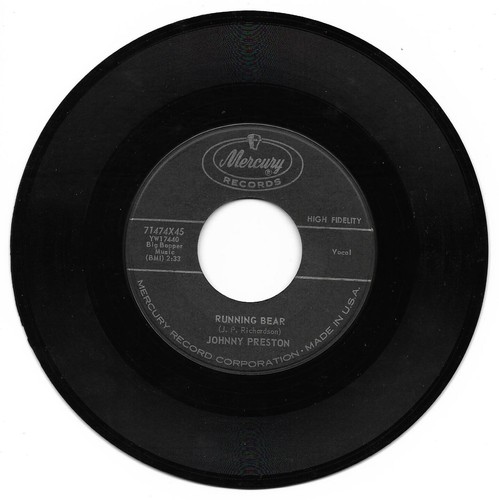 Johnny Preston: "Running Bear" / "My Heart Knows" - VG+ '59 - plays NM ...