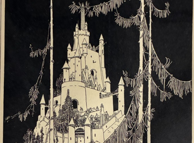 HAMLET bookplate art by John Austen (1922) 8x11 in glass & plastic ...