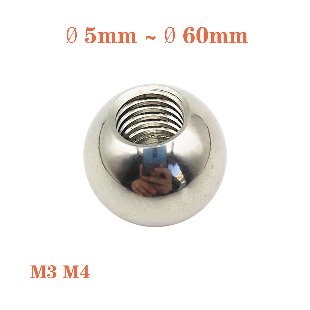 Threaded Ball 304 Stainless Steel Balls Metric Female Thread Half Hole