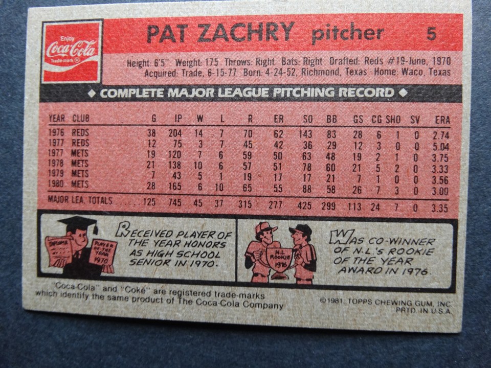 1981 Topps Coca-Cola New York Mets Baseball Cards Complete Your Set U ...
