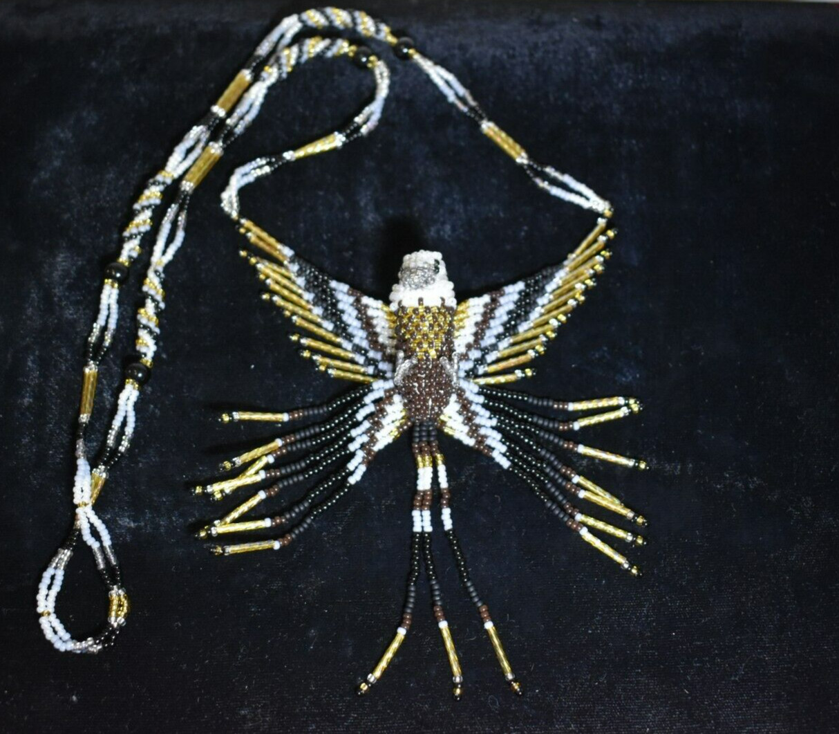 Native American Beaded Eagle Necklace Handmade In Mon… - Gem