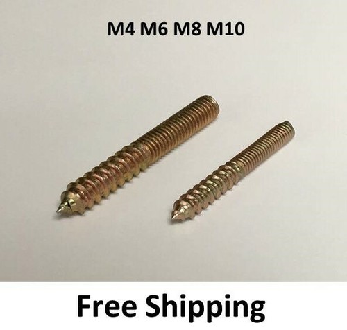 Dual Double Thread lag Screws Hanger Bolts Wood Leg Dowel Metric M4 M6 ...