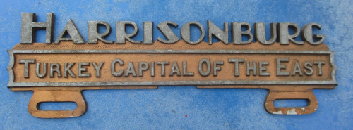 1950s HARRISONBURG VA TURKEY CAPITAL EAST CAST ALUMINUM TOPPER License ...